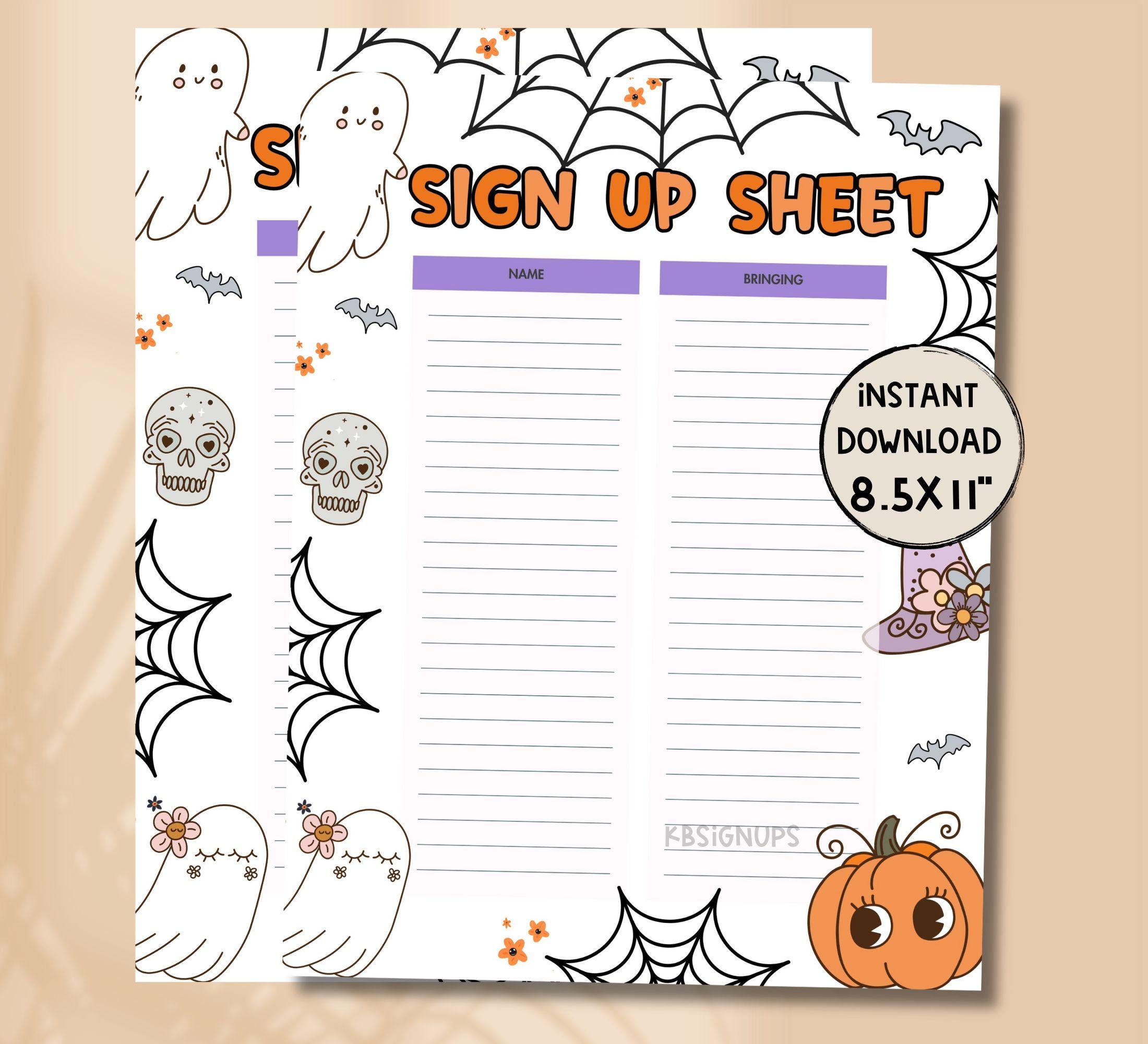 Halloween Party POTLUCK Sign-up Sheet - Harvest Party | Volunteer Sign ...