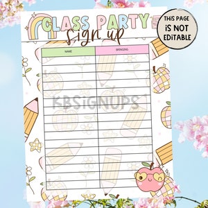 Class Party Sign-up Sheet - Spring Preschool Class Party | Instant ...