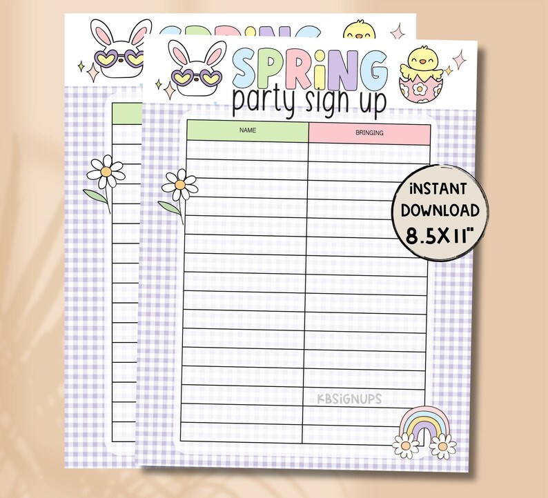 Spring Class Party Sign-up Sheet - Easter Preschool Class Party ...