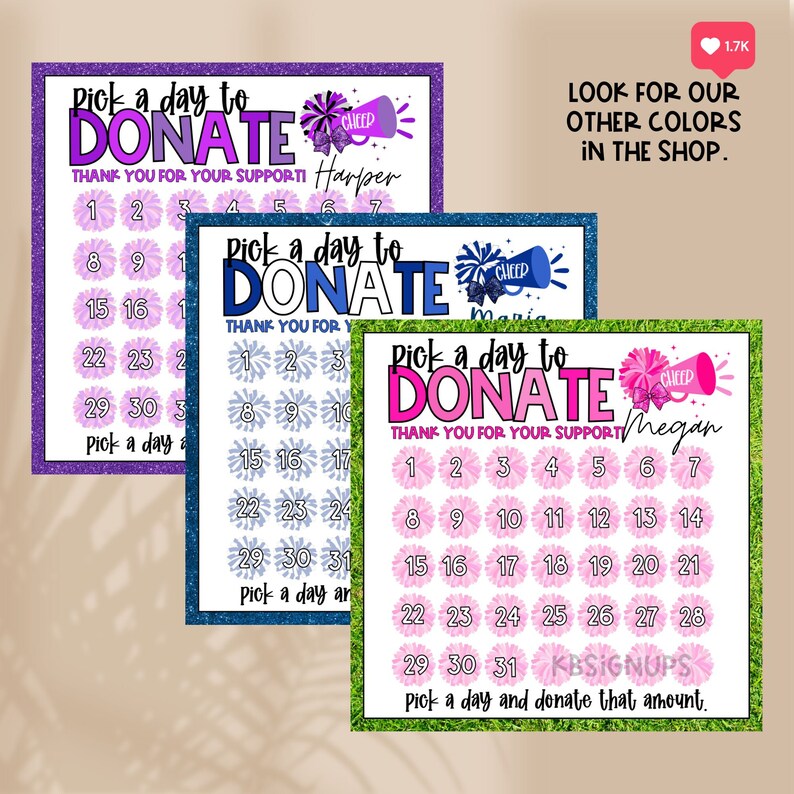 Social Media Cheer Pick A Date to Donate | Cheerleading Fundraiser ...