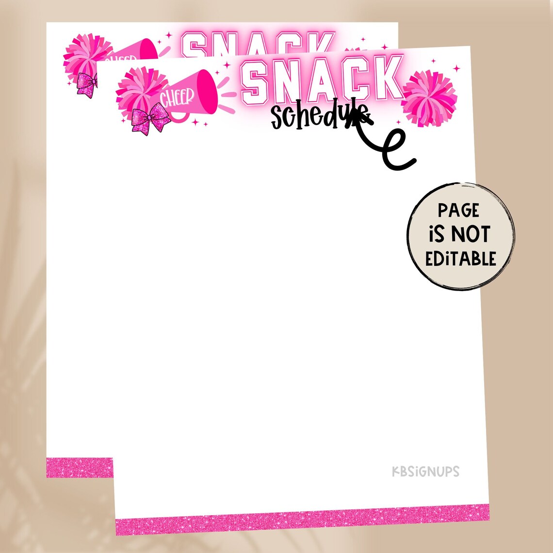 Pink Cheer Snack Sign up | Editable Cheerleader Snack Sign up | Game ...