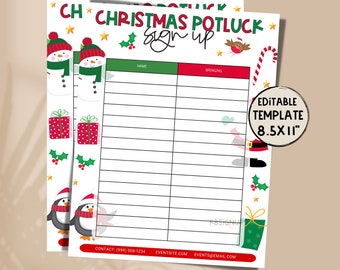 Editable Christmas Party Sign up Sheet - Etsy