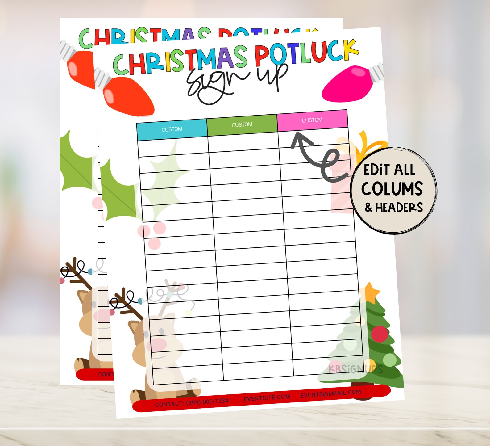 Christmas Party POTLUCK Sign-up Sheet - Christmas Preschool Class Party ...