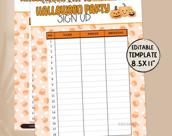 Editable Halloween Party Sign up Sheet - Etsy
