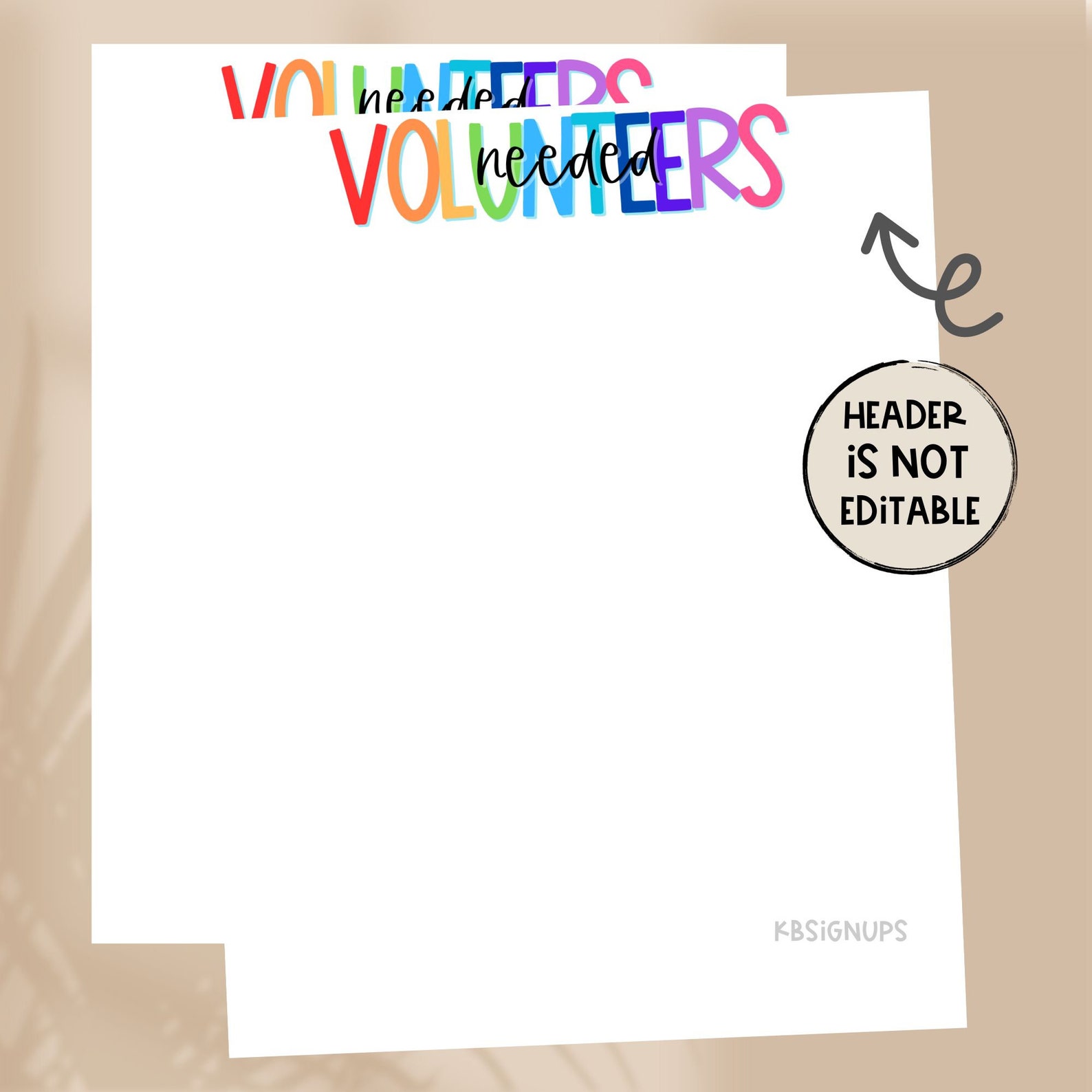 Volunteer Editable Sign-up Sheet Template - Printable Sign Up ...