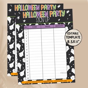 Halloween Party Editable Sign-up Sheet Template - Volunteer Sign up ...