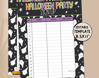 Editable Halloween Party Sign up Sheet - Etsy