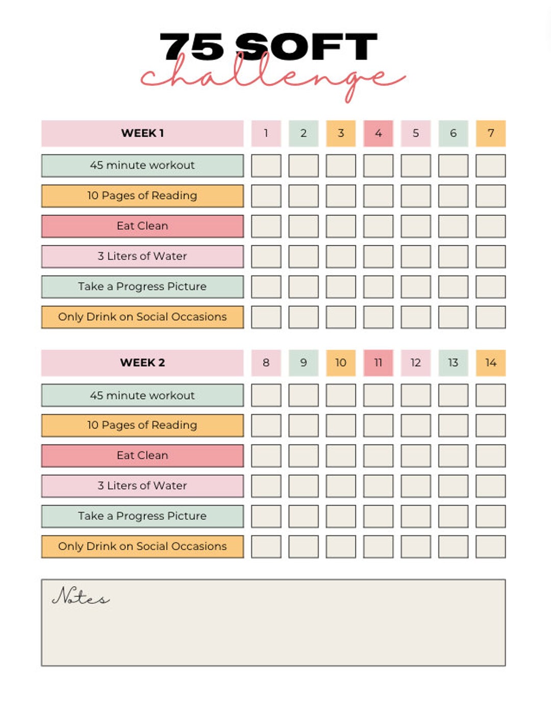 75 Soft Workout Challenge - Etsy