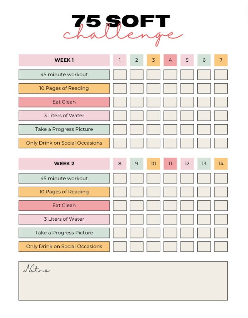 75 Soft Workout Challenge - Etsy