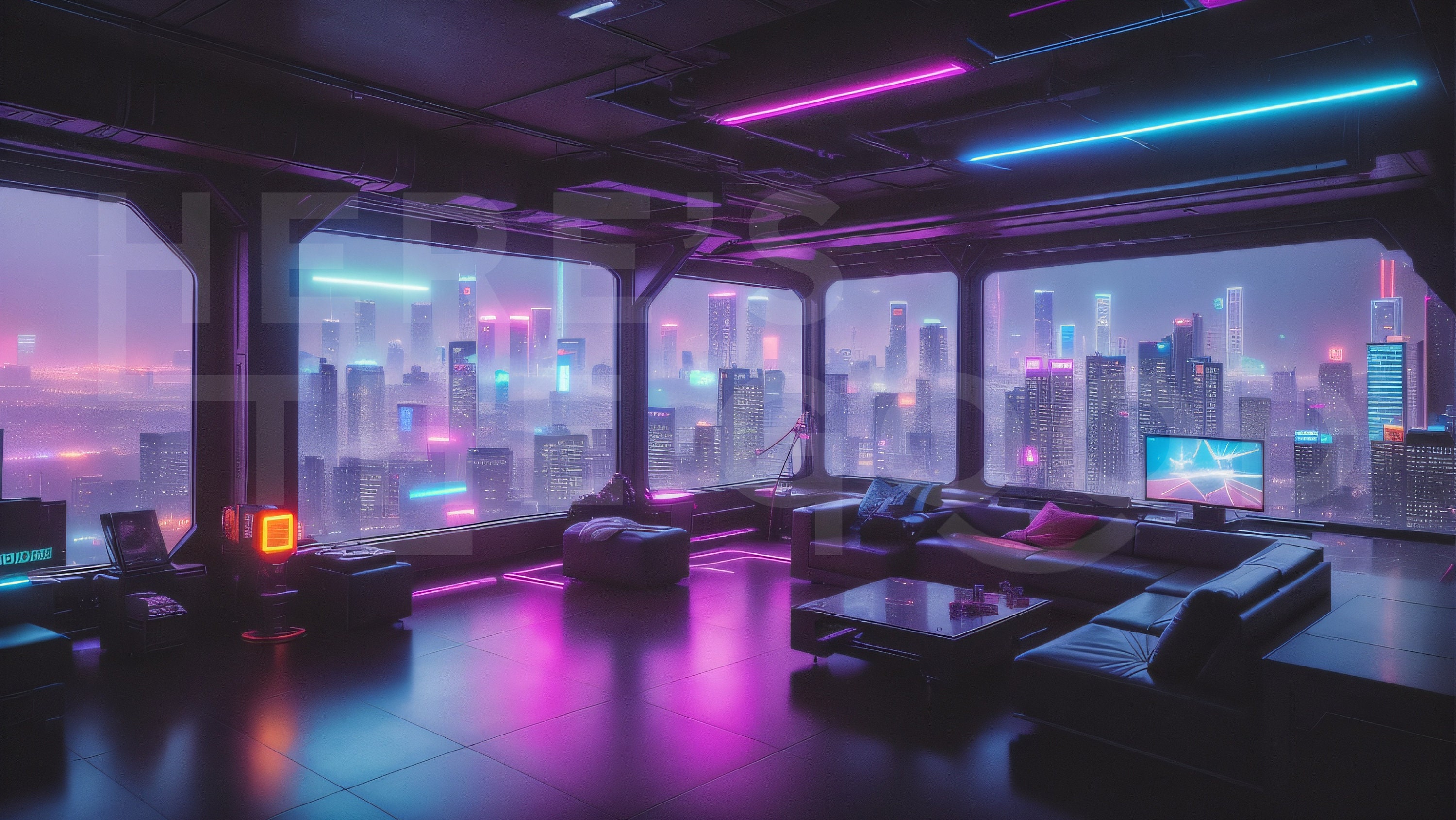 10 Cyberpunk Digital Cityscape Backdrops - Etsy