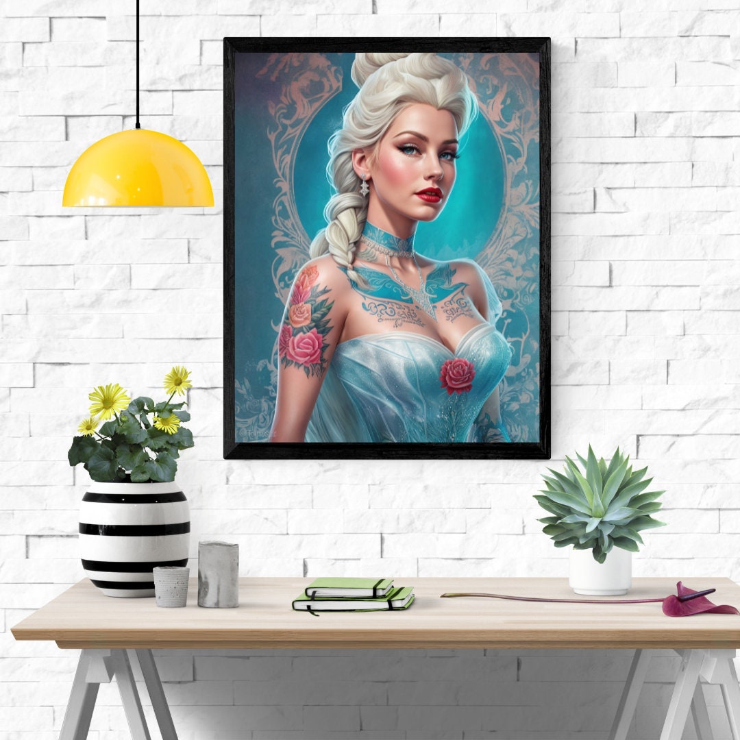 Queen Elsa Pin Up Style Printable Art Wall Art Digital Art Etsy