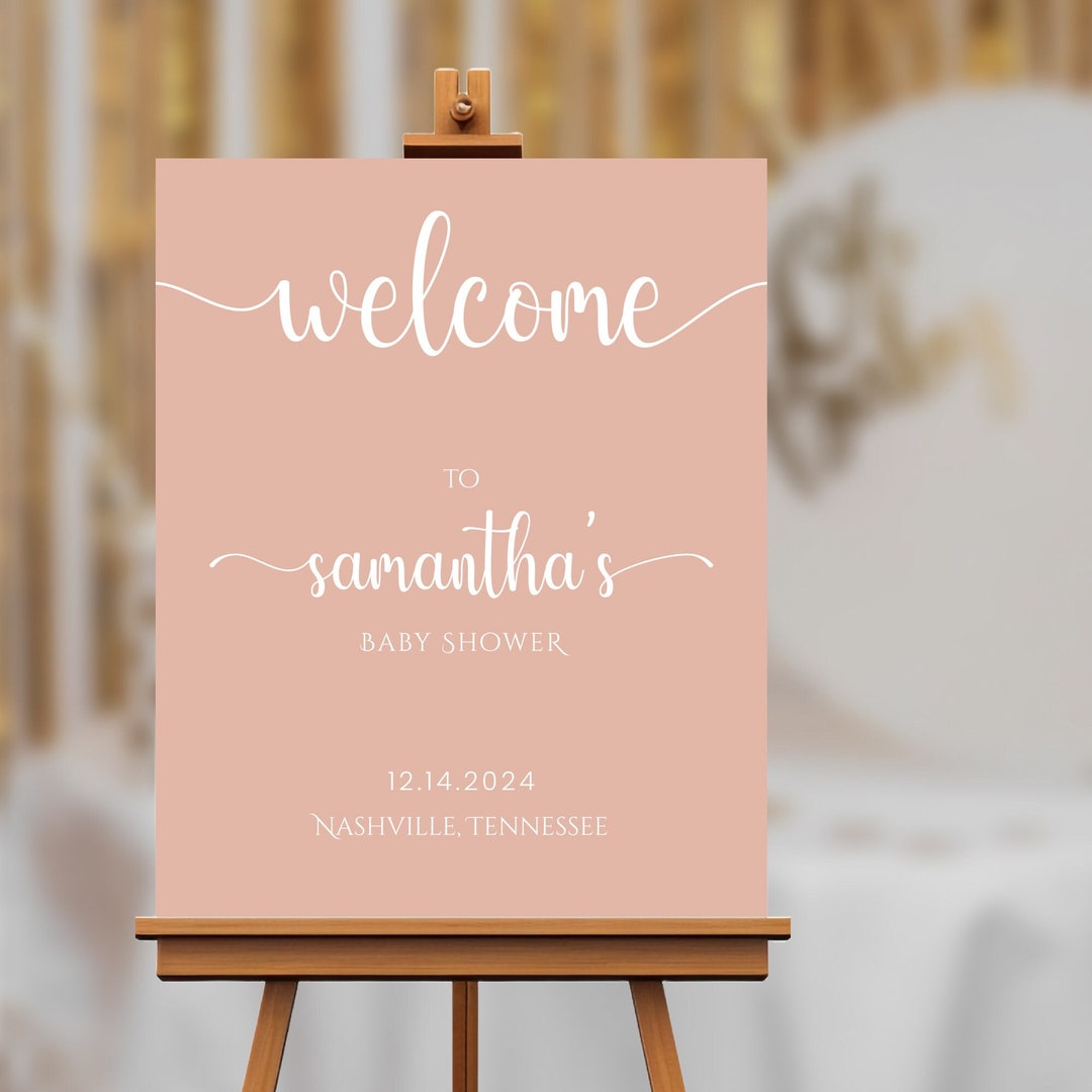 Girl Baby Shower Welcome Sign Printable Girl Baby Shower Welcome Poster ...