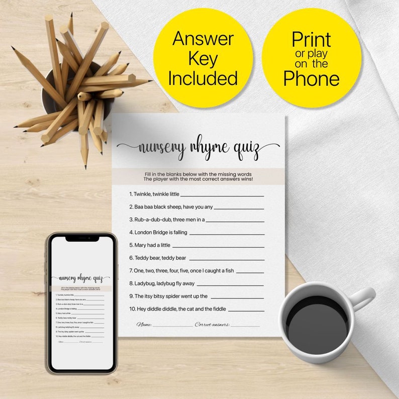 Baby Shower Game Nursery Rhyme Baby Shower Games Printable Baby Shower ...