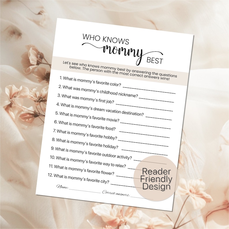 Baby Shower Game Who Knows Mommy Best Baby Shower Games Printable Baby ...