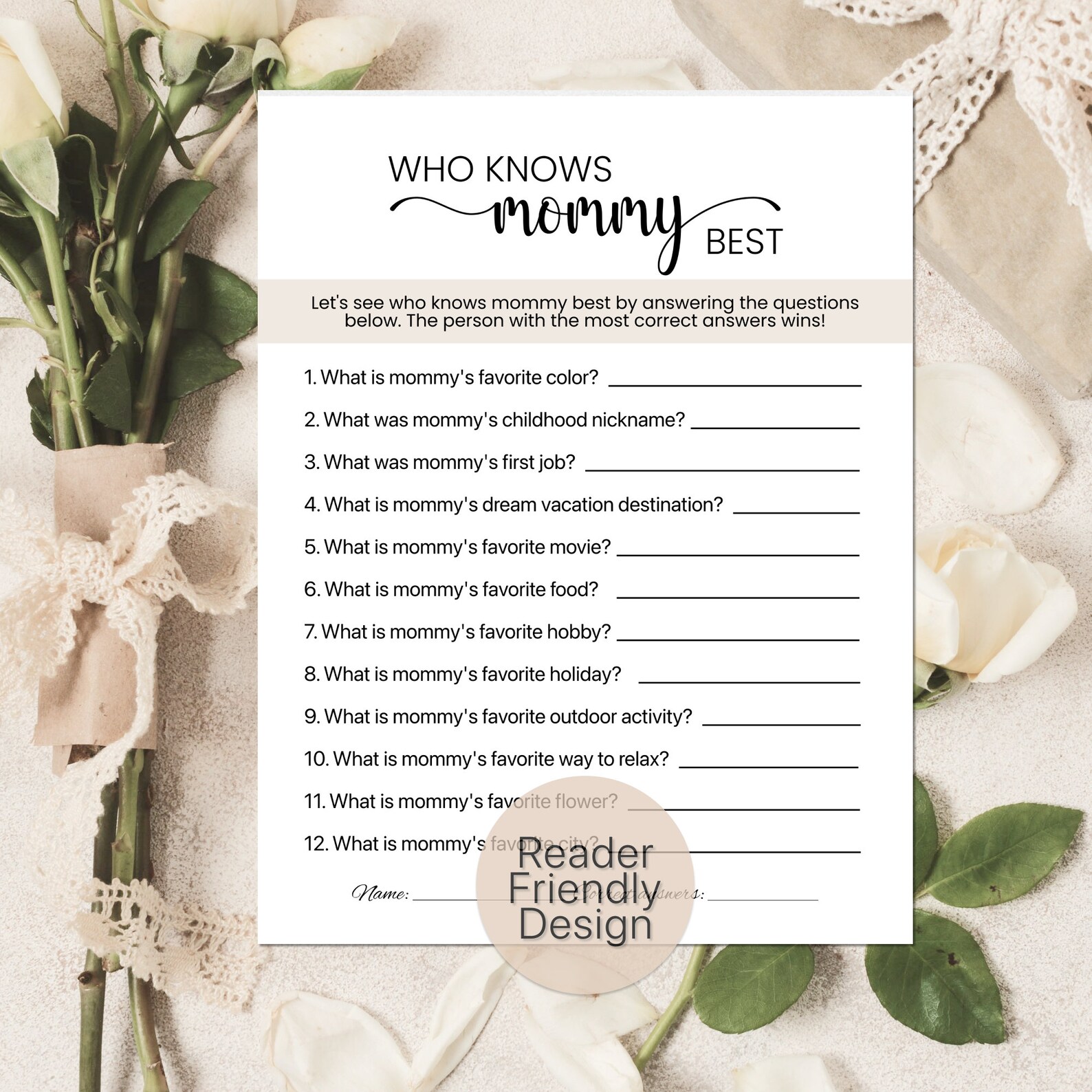Baby Shower Game Who Knows Mommy Best Baby Shower Games Printable Baby ...