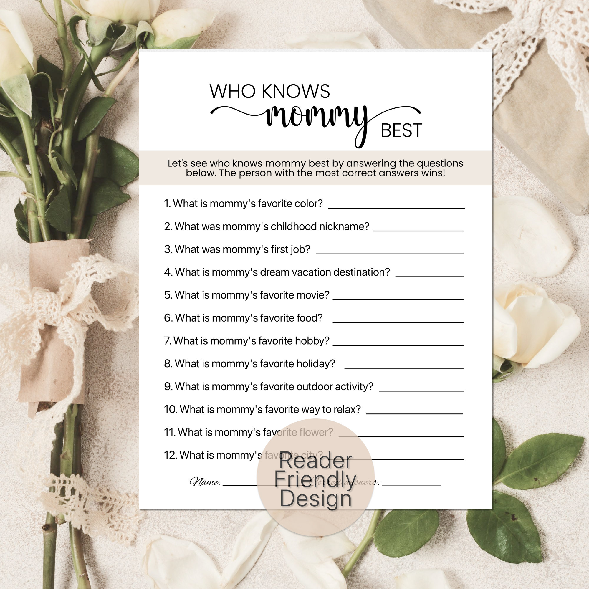 Baby Shower Game Who Knows Mommy Best Baby Shower Games Printable Baby ...