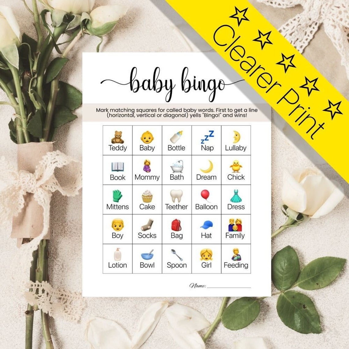 Baby Shower Game Baby Bingo Baby Shower Games Printable Baby Shower ...