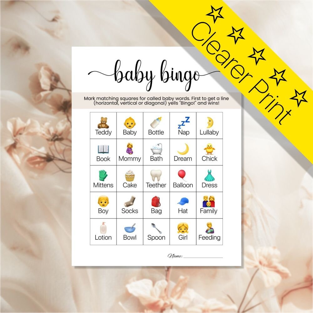 Baby Shower Game Baby Bingo Baby Shower Games Printable Baby Shower ...