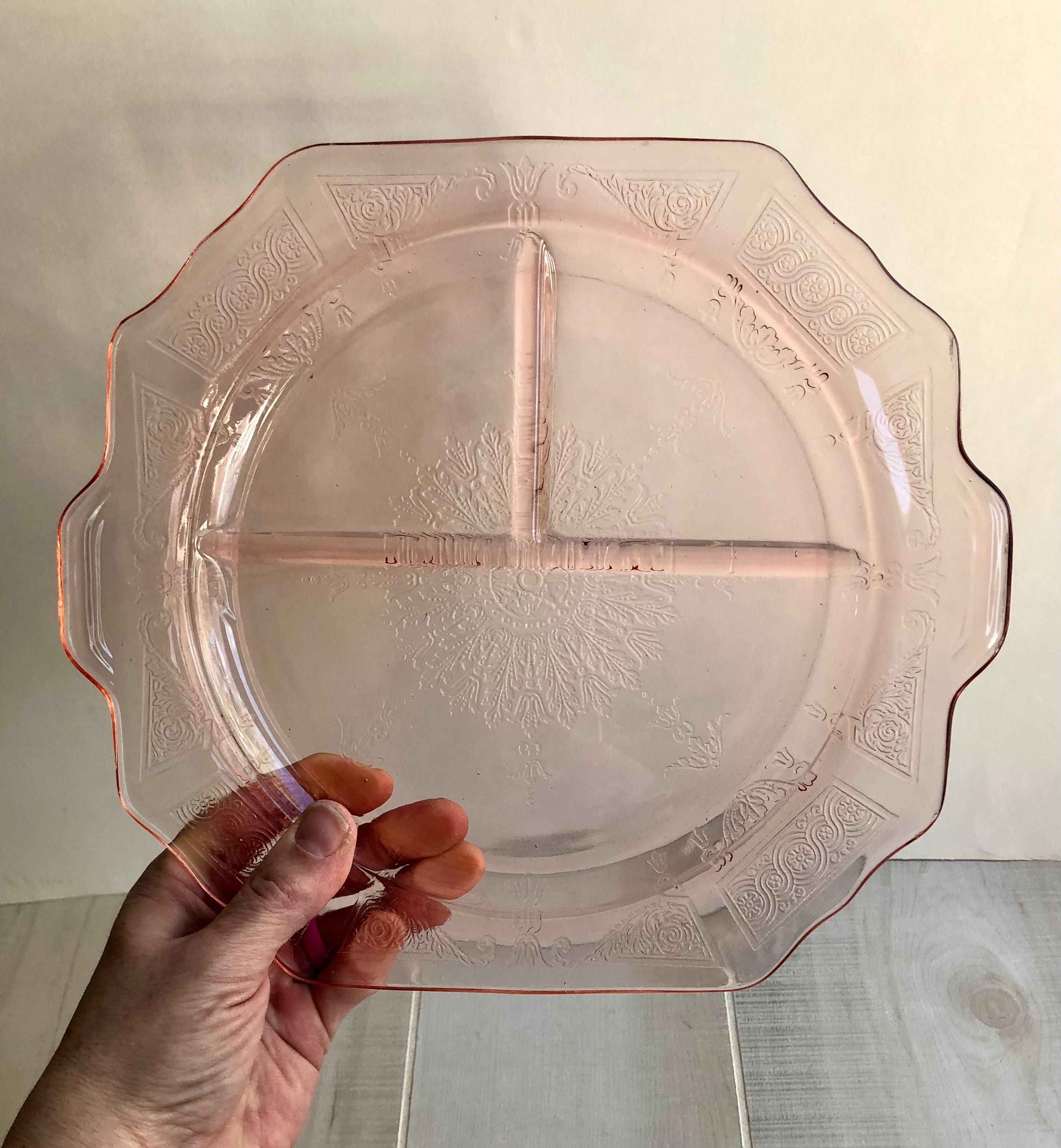 Hocking Glass Pink Princess Pattern Depression Glass Grill Plate - Etsy