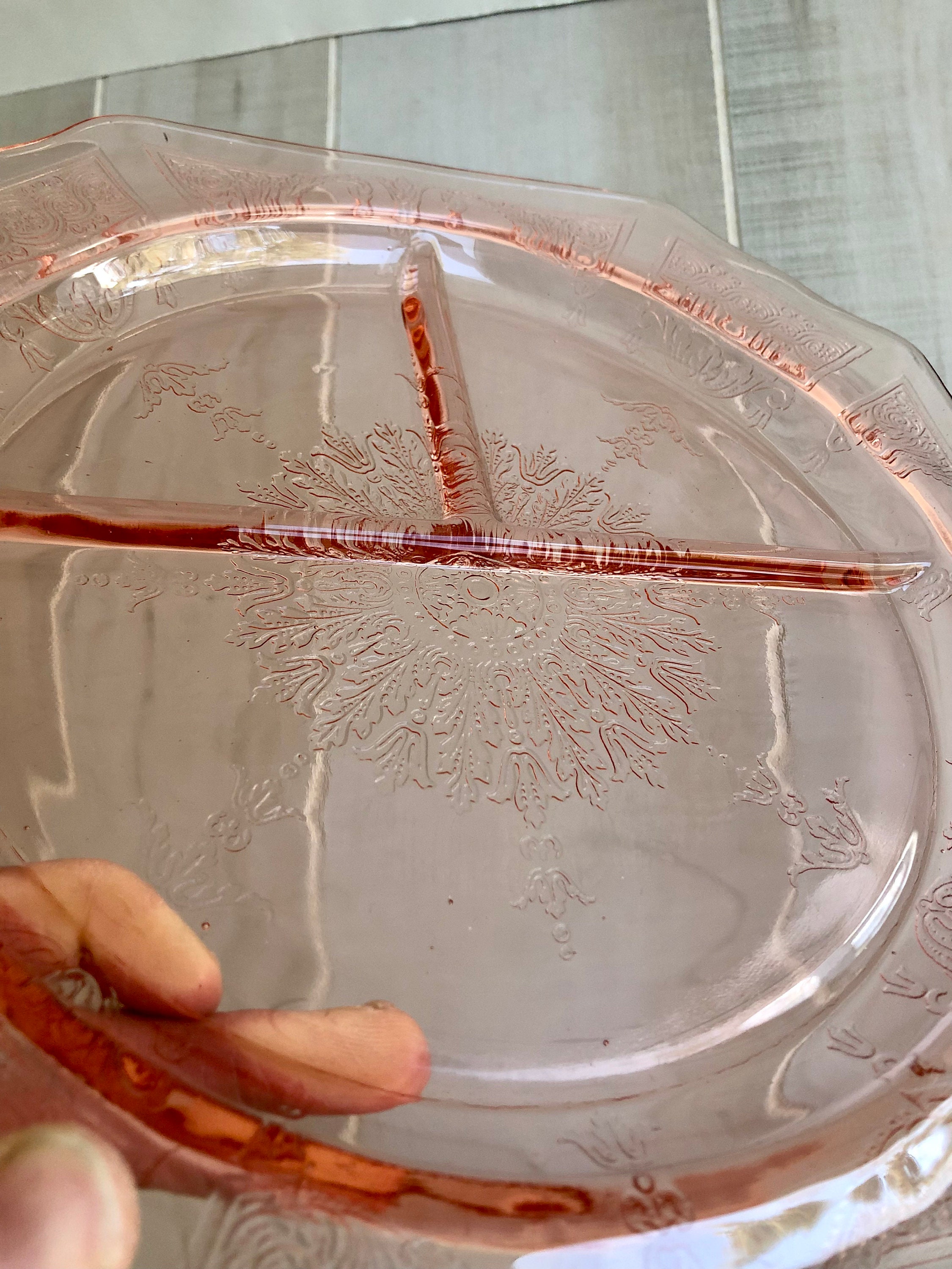 Hocking Glass Pink Princess Pattern Depression Glass Grill Plate - Etsy