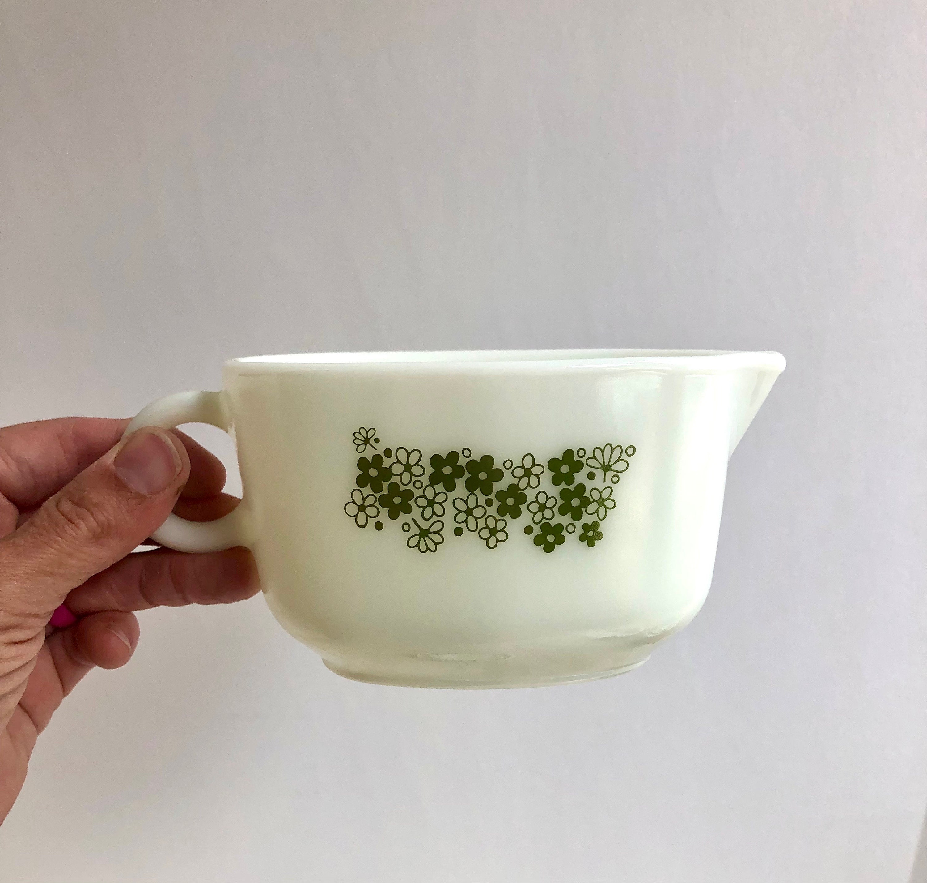 Anchor Hocking Pyrex Spring Blossom Crazy Daisy Gravy Server and Under ...