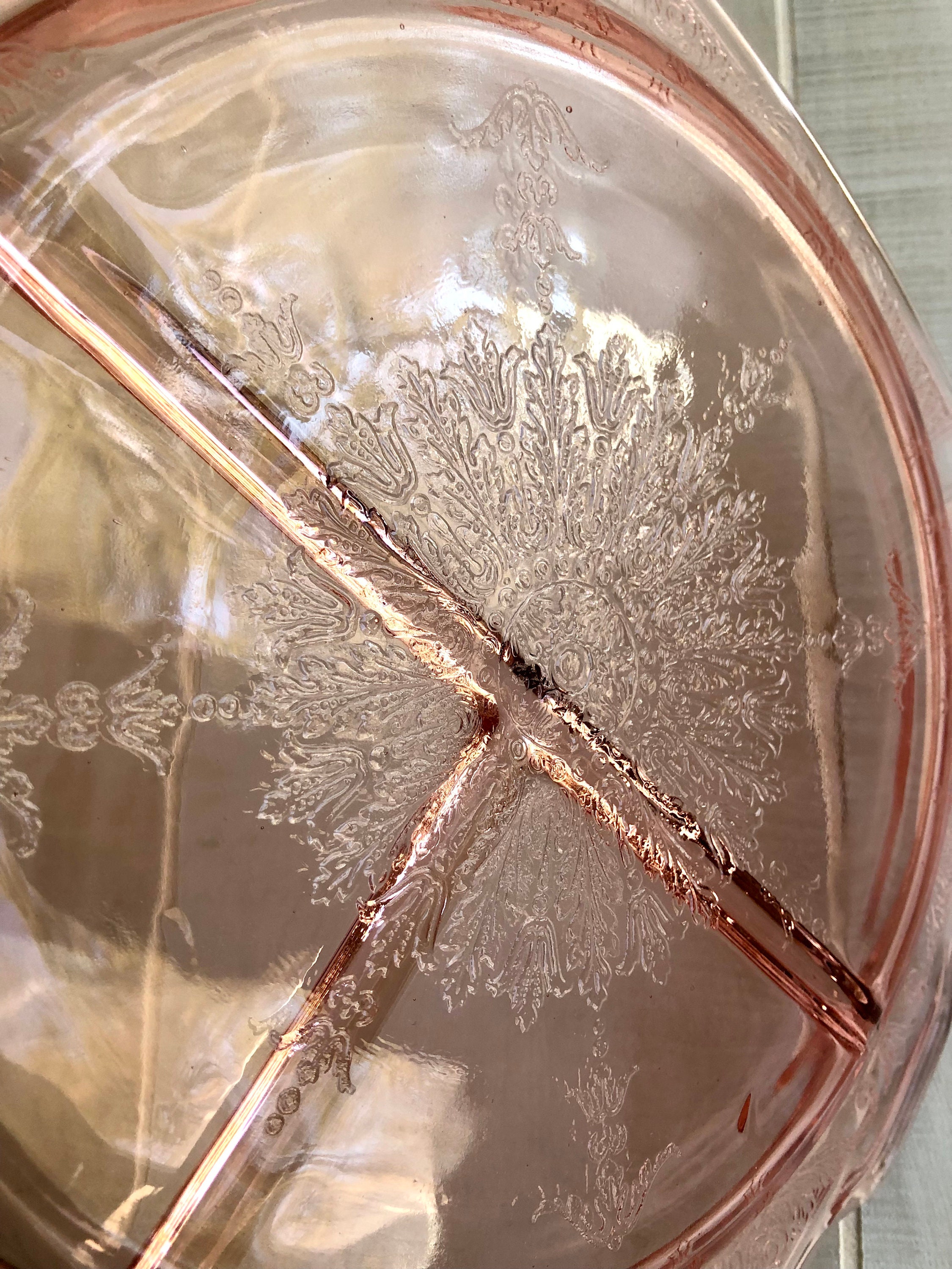 Hocking Glass Pink Princess Pattern Depression Glass Grill Plate - Etsy