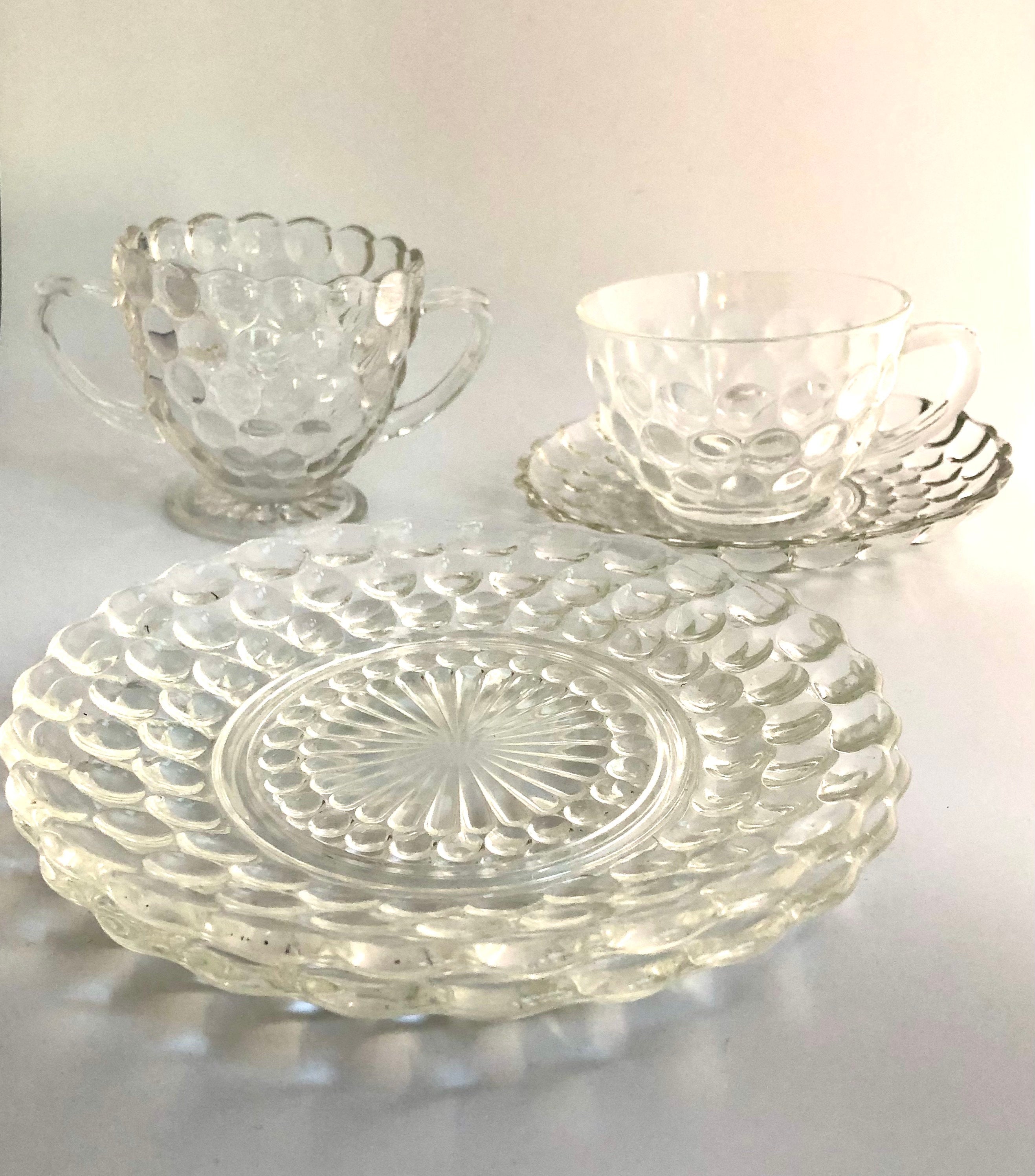 Anchor Hocking Clear Bubble Pattern Glassware Lot - Etsy