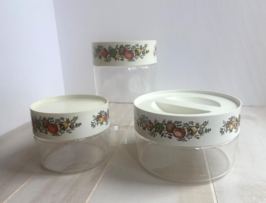 Pyrex Spice of Life See N’ Store Glass Canisters MCM Kitchen Storage - Etsy
