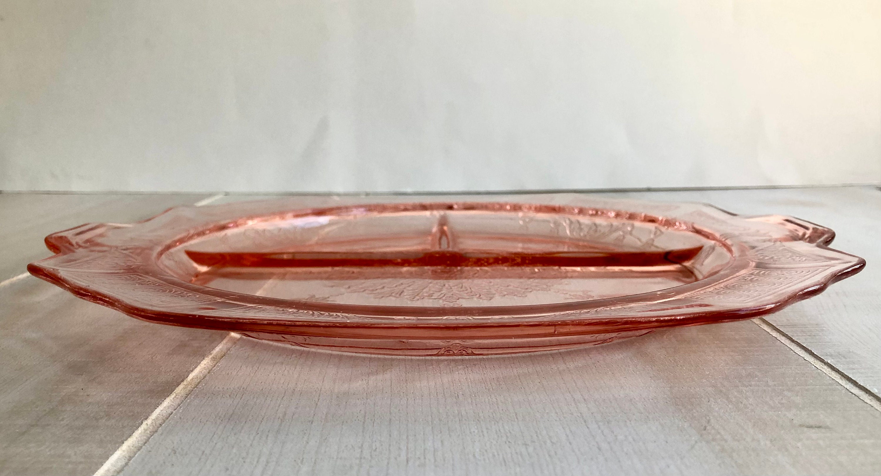 Hocking Glass Pink Princess Pattern Depression Glass Grill Plate - Etsy