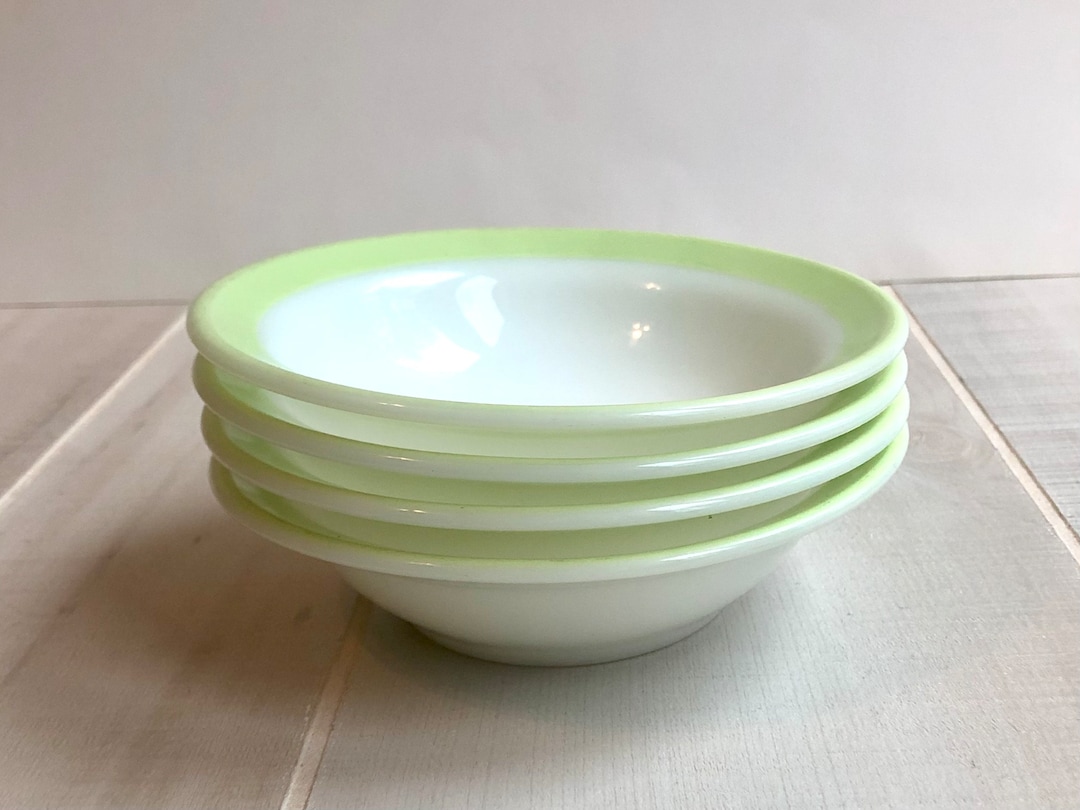 Pyrex Lime Green Banded Milk Glass Berry Bowl - Etsy