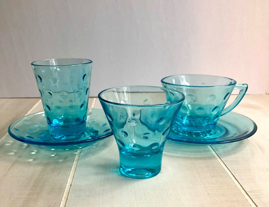 Hazel Atlas Ware Capri Azure Blue Seashell Bowl & Cup Plate Lot - Etsy