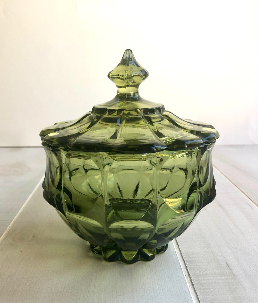 Fenton Valencia Colonial Green Lidded Candy Box - Etsy