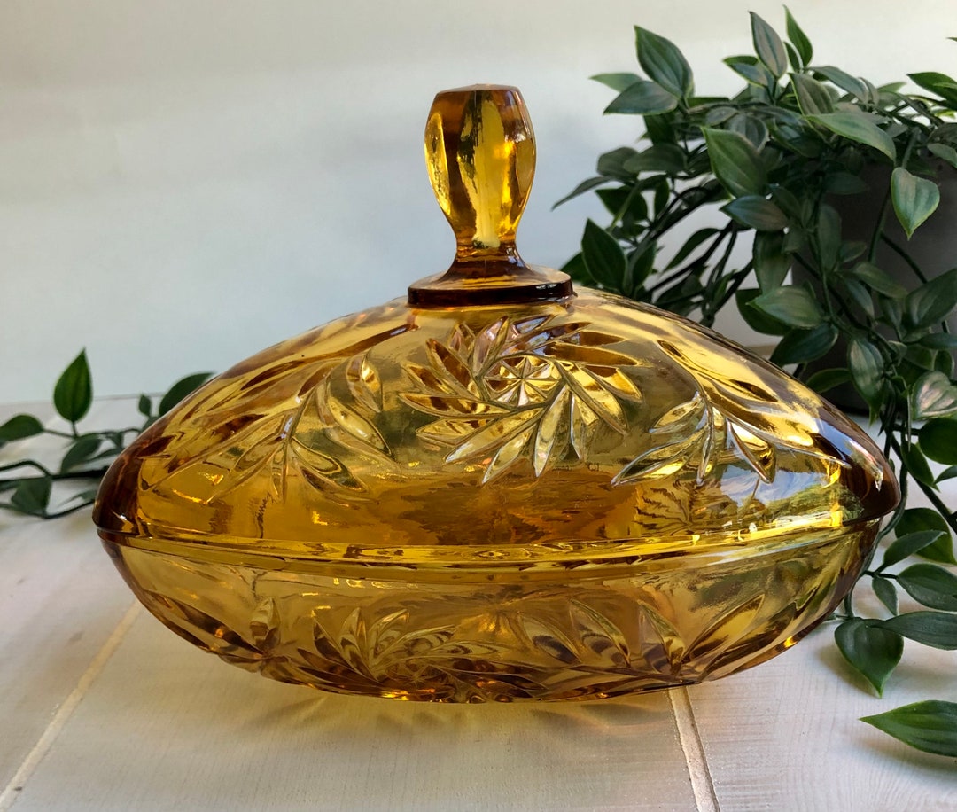 Hazel Atlas Amber Triangle Candy Dish Vintage - Etsy