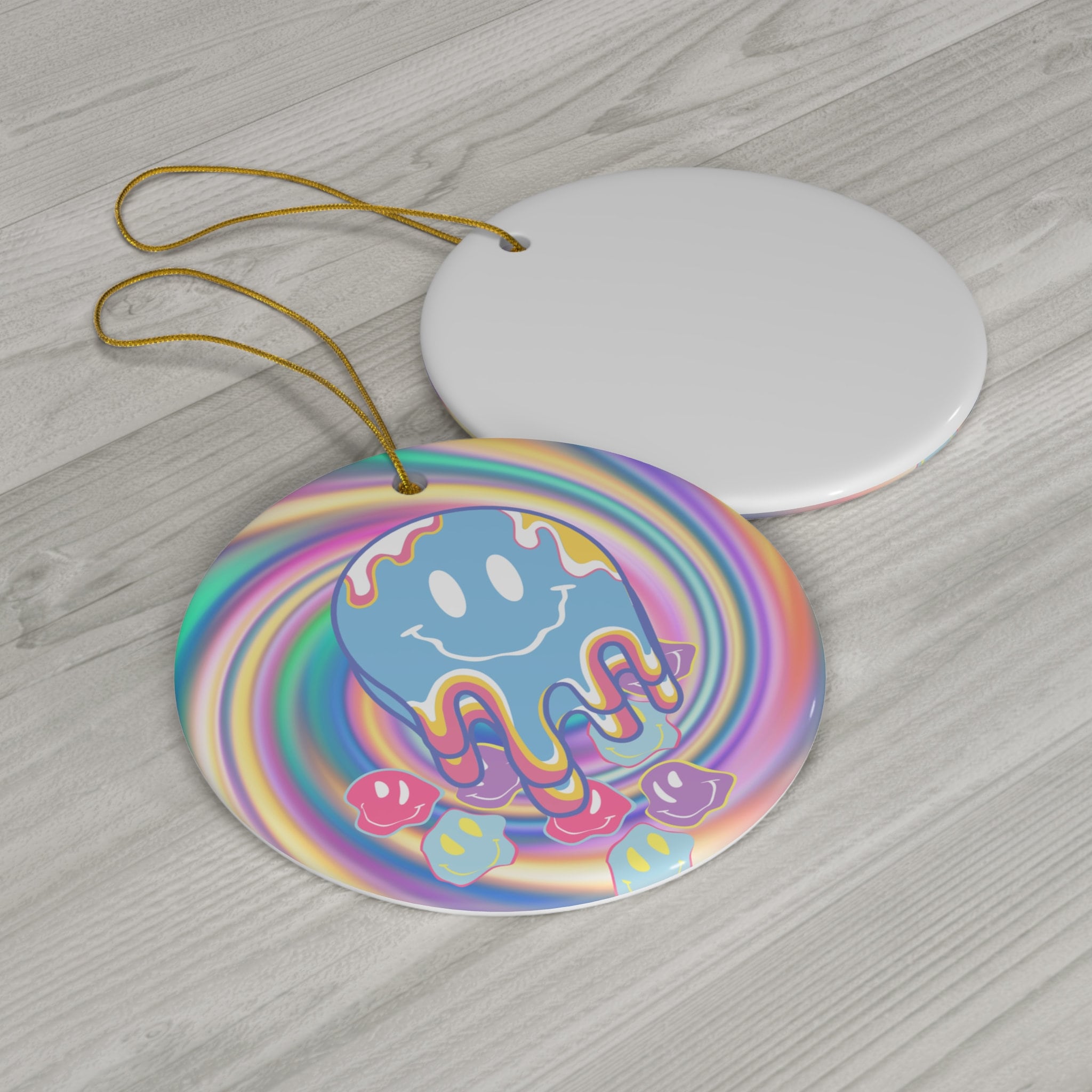 Melted Smiley Face Ornament, Funky Christmas, 70s Aesthetic, Funky ...
