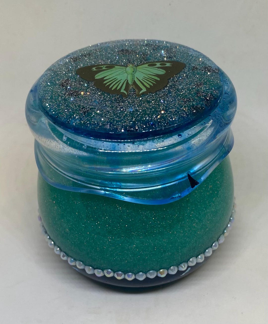 Teal and Blue Butterfly Pudding Jar With Screw on Lid - Etsy