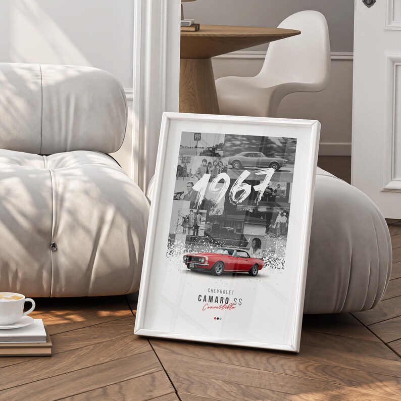 1967 Camaro SS Convertible Art Print: Retro Muscle Car Poster (digital ...