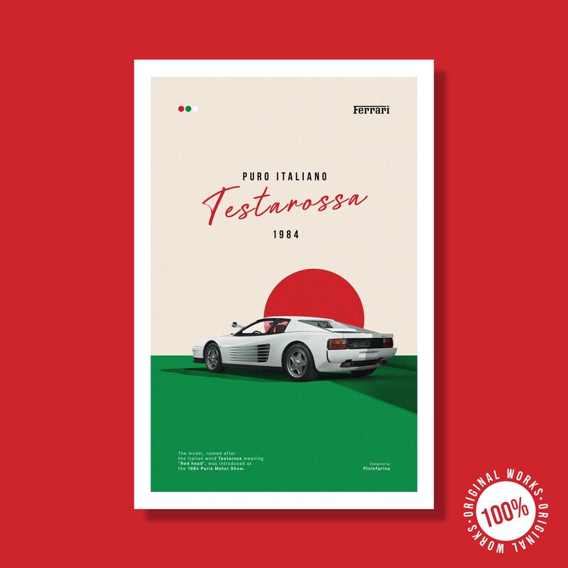 White Testarossa Poster - Etsy