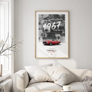 1967 Camaro SS Convertible Art Print: Retro Muscle Car Poster (digital ...