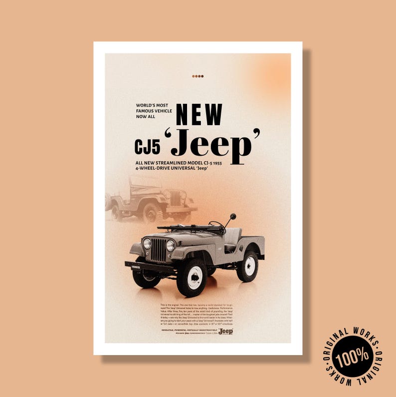 1955 Jeep CJ-5 Poster: Vintage Off-road Vehicle Art (digital Download ...