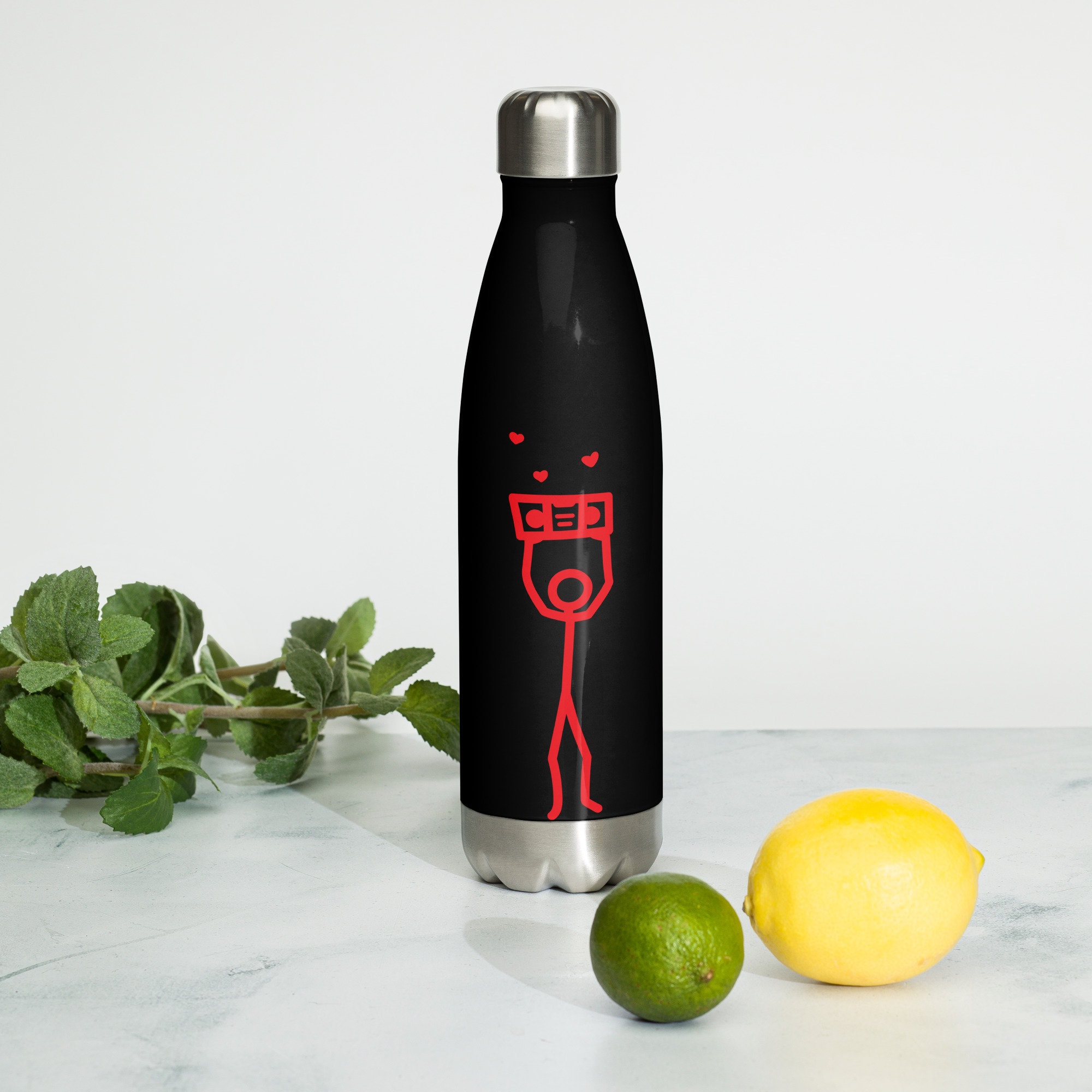 Stick Figure With Boombox Stainless Steel Water Bottle - Etsy
