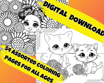 Vibrant Variety: 54 Unique Digital Coloring Pages for All Ages ...