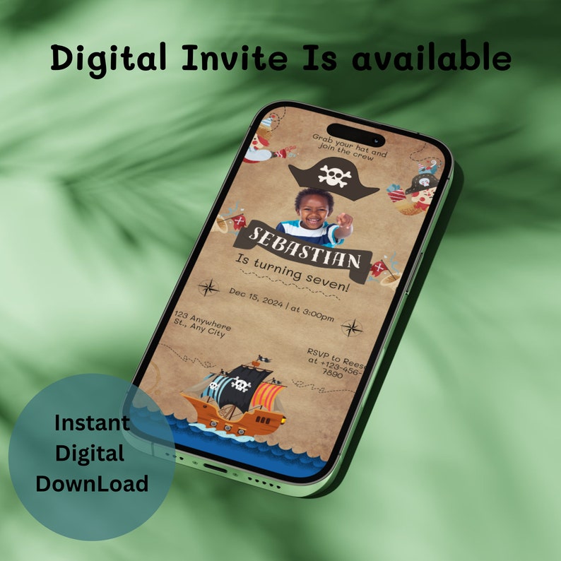 Editable Pirate Party Invitation,pirate Theme Birthday Card,personalize ...