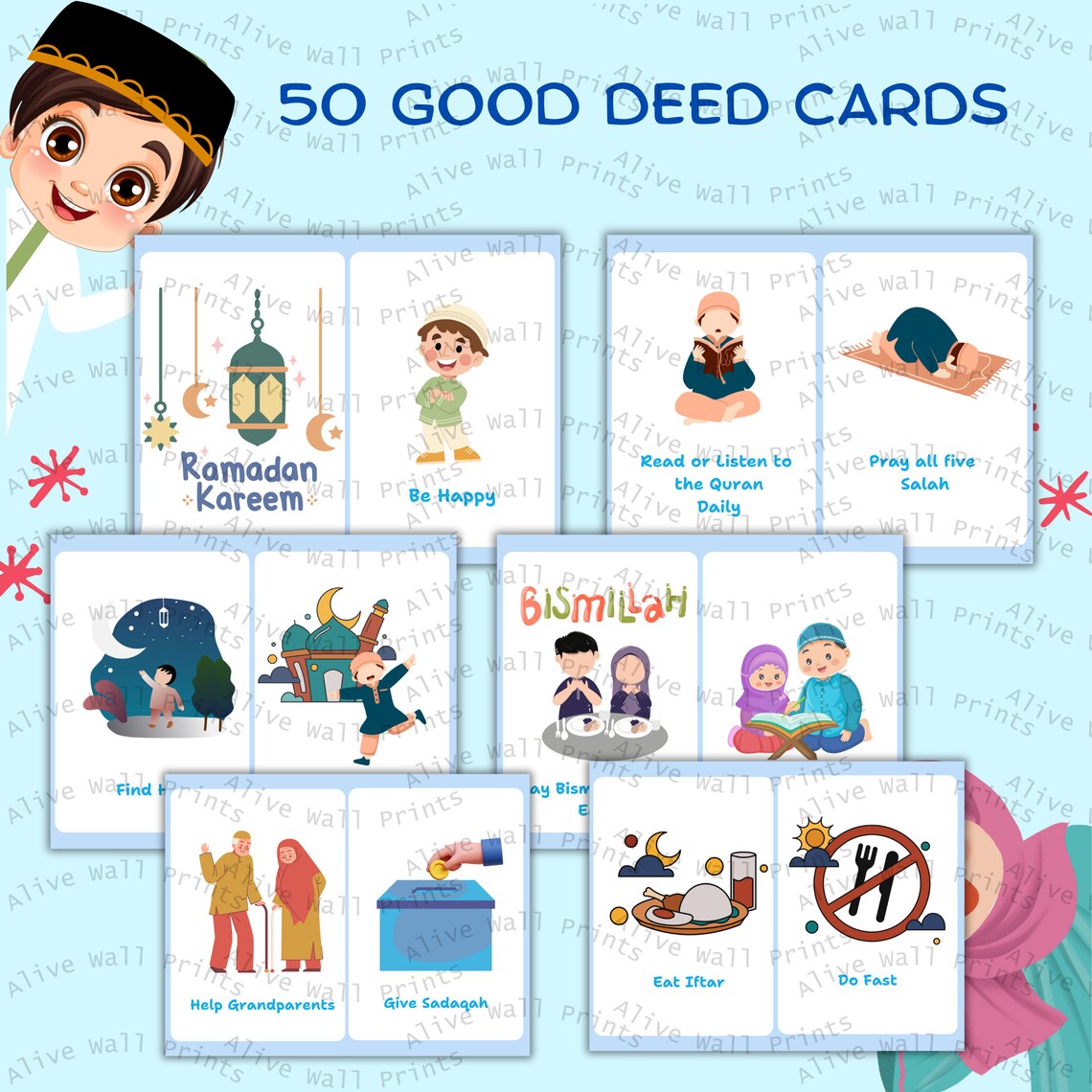 Good Deeds Cards Printable, Ramadan Cards,muslim Activity, Ramadan ...