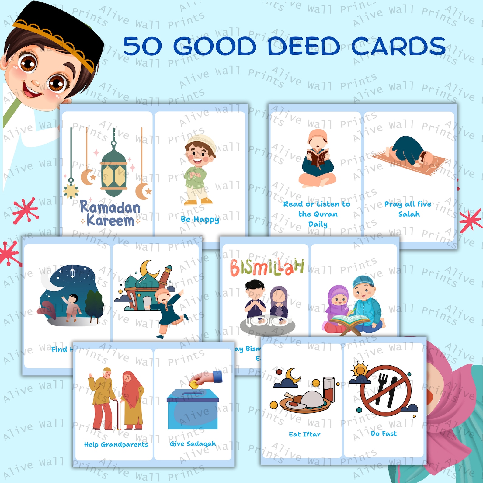 Good Deeds Cards Printable, Ramadan Cards,muslim Activity, Ramadan ...
