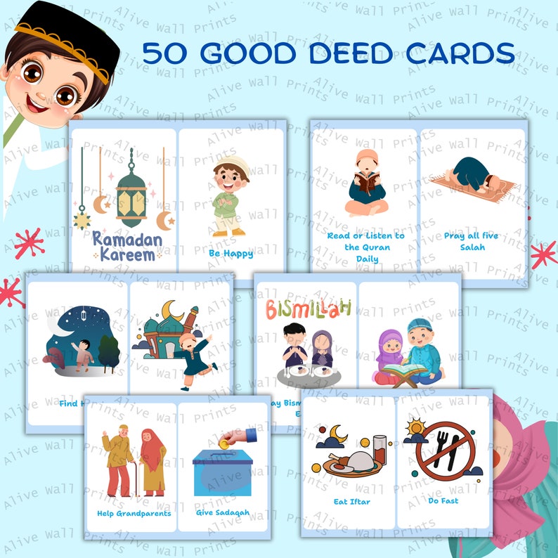 Good Deeds Cards Printable, Ramadan Cards,muslim Activity, Ramadan ...