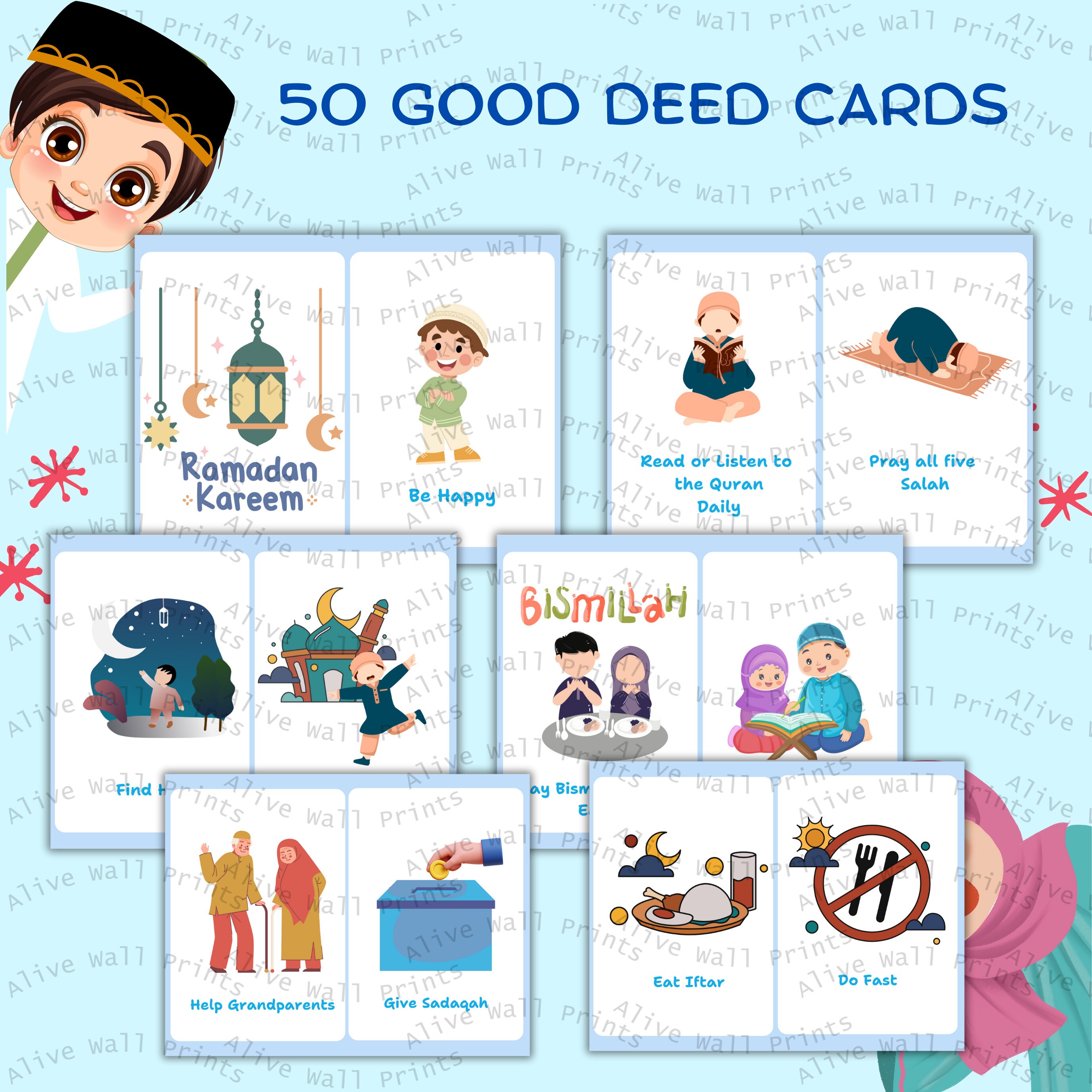 Good Deeds Cards Printable, Ramadan Cards,muslim Activity, Ramadan ...