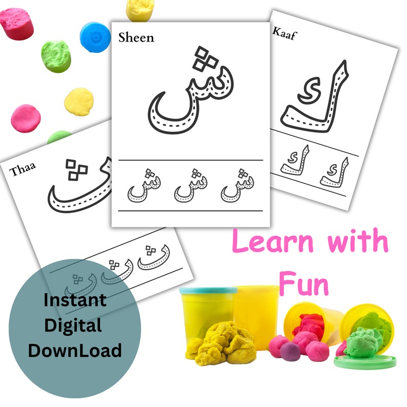 2-in-1 Arabic Alphabet Adventures Play Set: Trace With Play Dough or ...