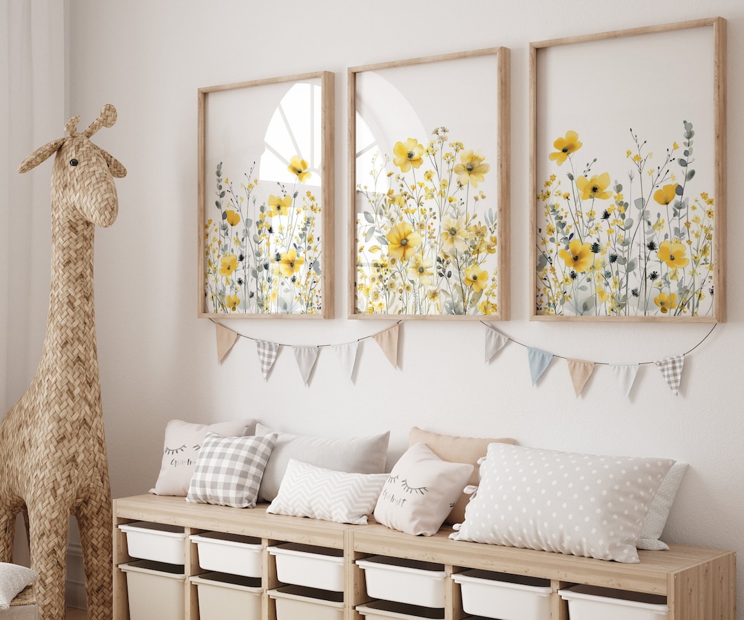 Elegant Yellow Floral Wall Art,botanical Floral Print,flower Art Poster ...