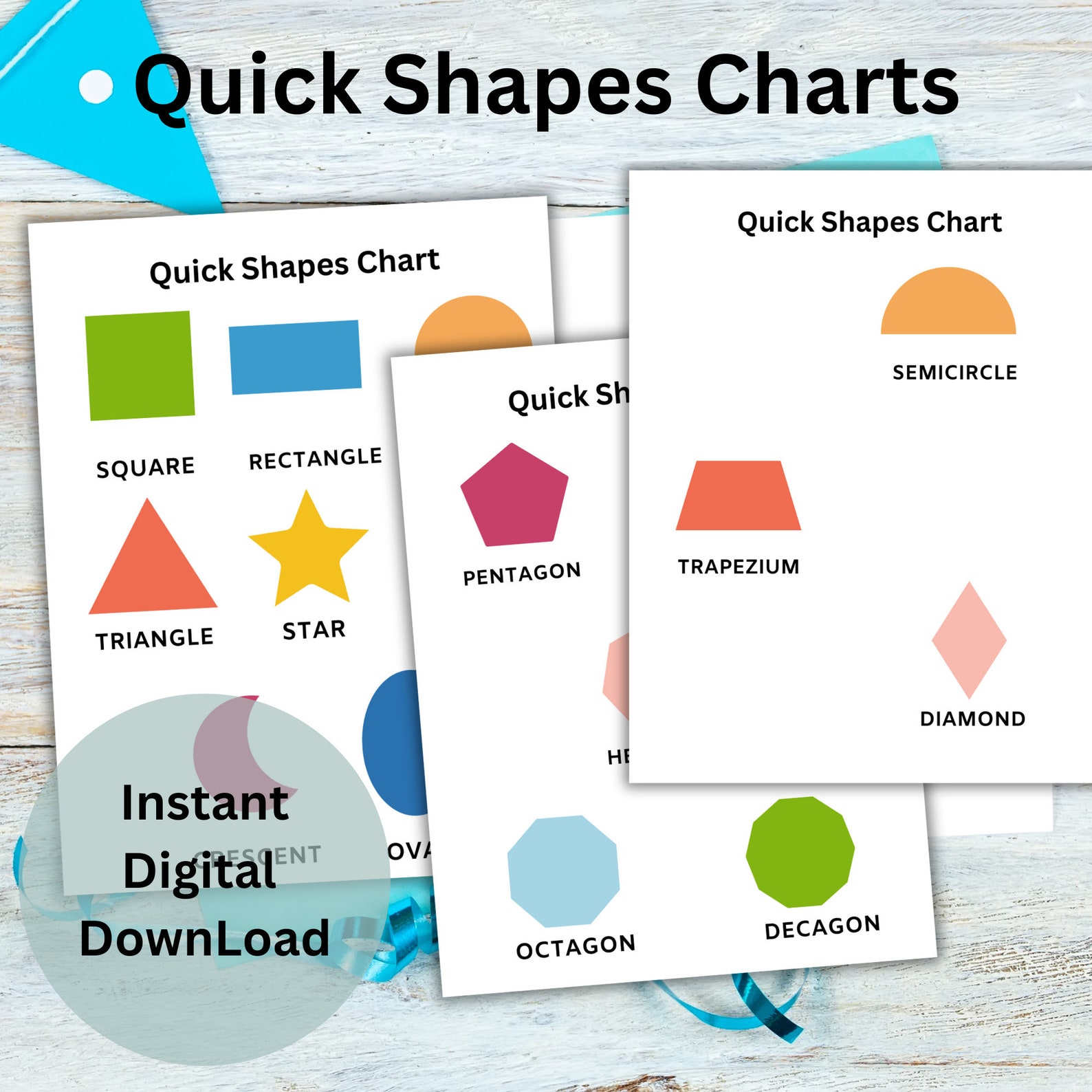 Preschool Shapes Flashcards, Tracing Worksheets, Matching Game, Mega ...
