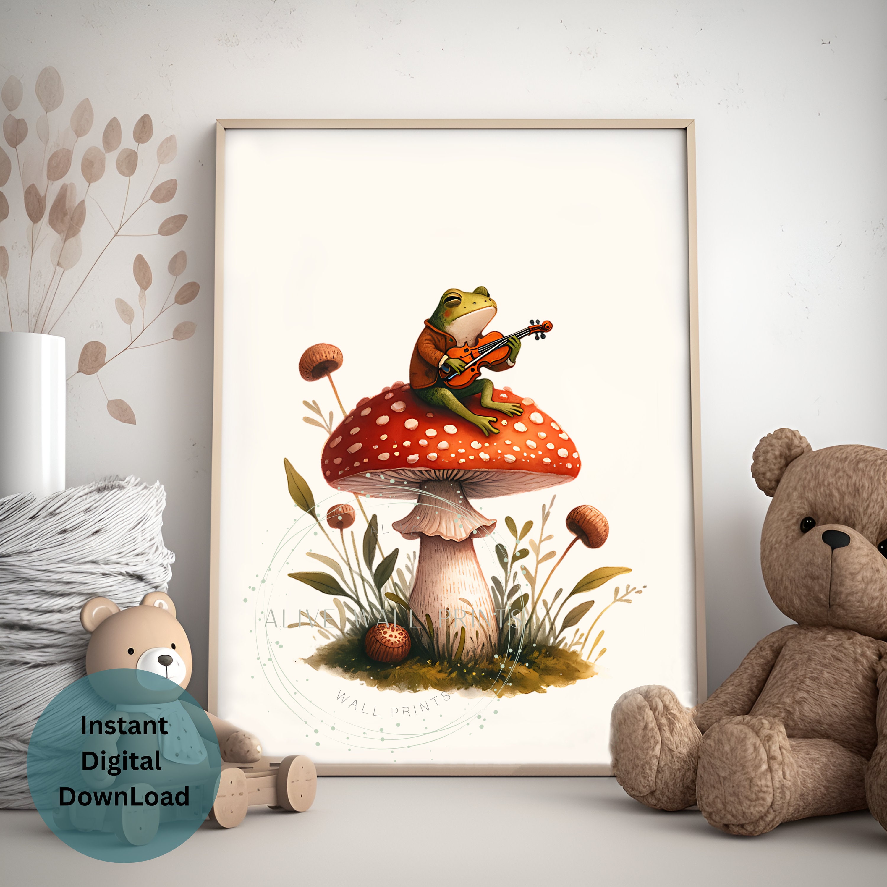 Set of Three Nursery Prints, Frog Wall Art,whimsical Frog Playing ...